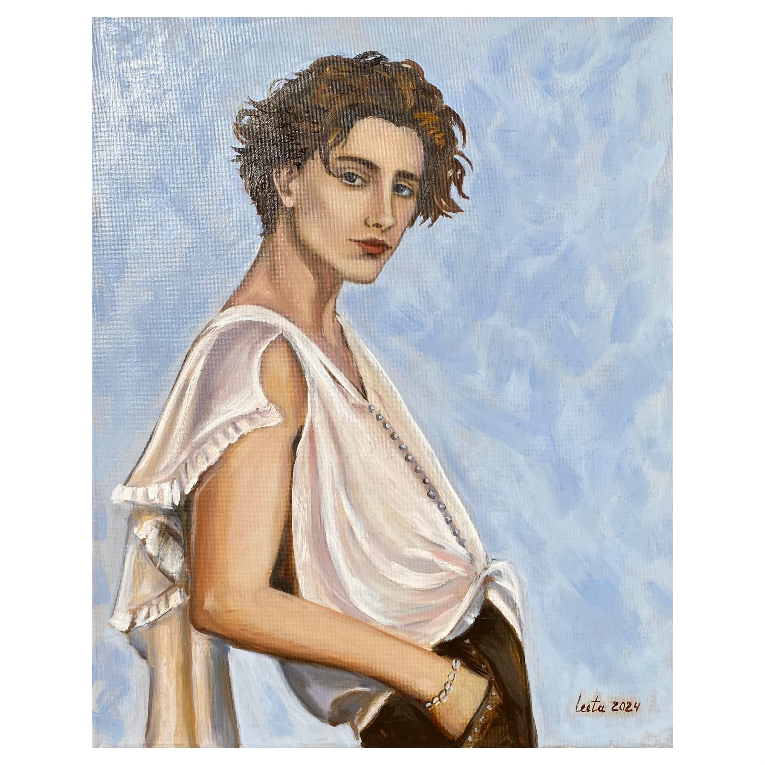 Timothée Chalamet: Youthful Elegance. Oil painting on canvas.